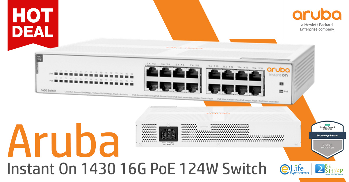 ช้อป [R8R48A] Aruba Instant On 1430 16G PoE 124W Switch ราคาถูก ซื้อ ...